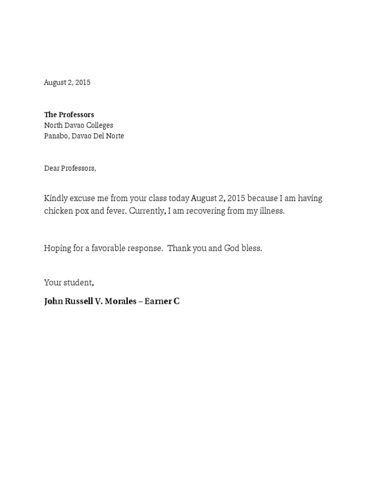 Chicken Pox Leave Application Letter | PDF | Lifestyle