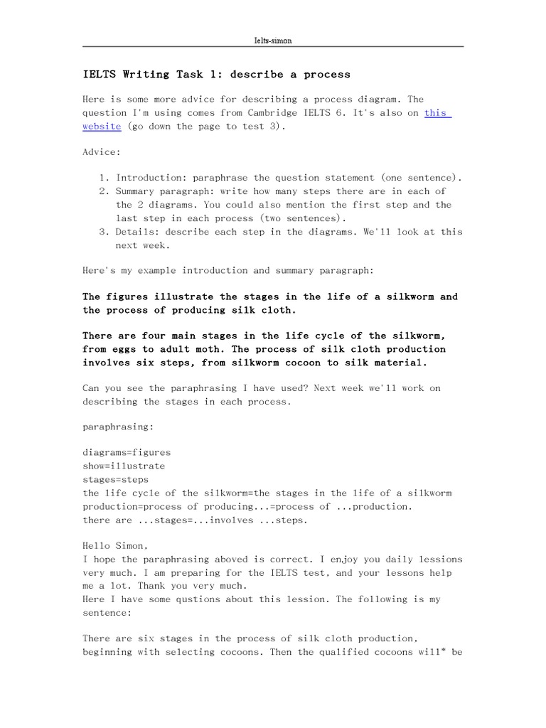 IELTS Writing Task 1 - by Simon | PDF | Silk | Linguistics