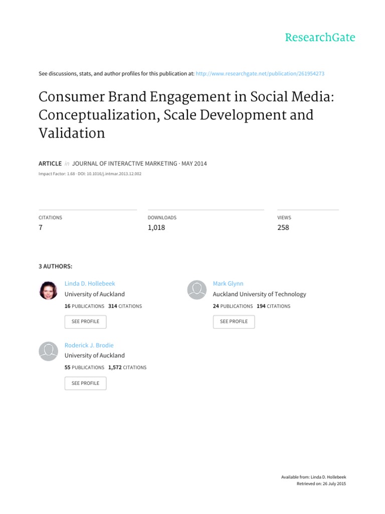 Consumer Brand Engagement in Social Media Conceptualization Scale Development and Validation ...