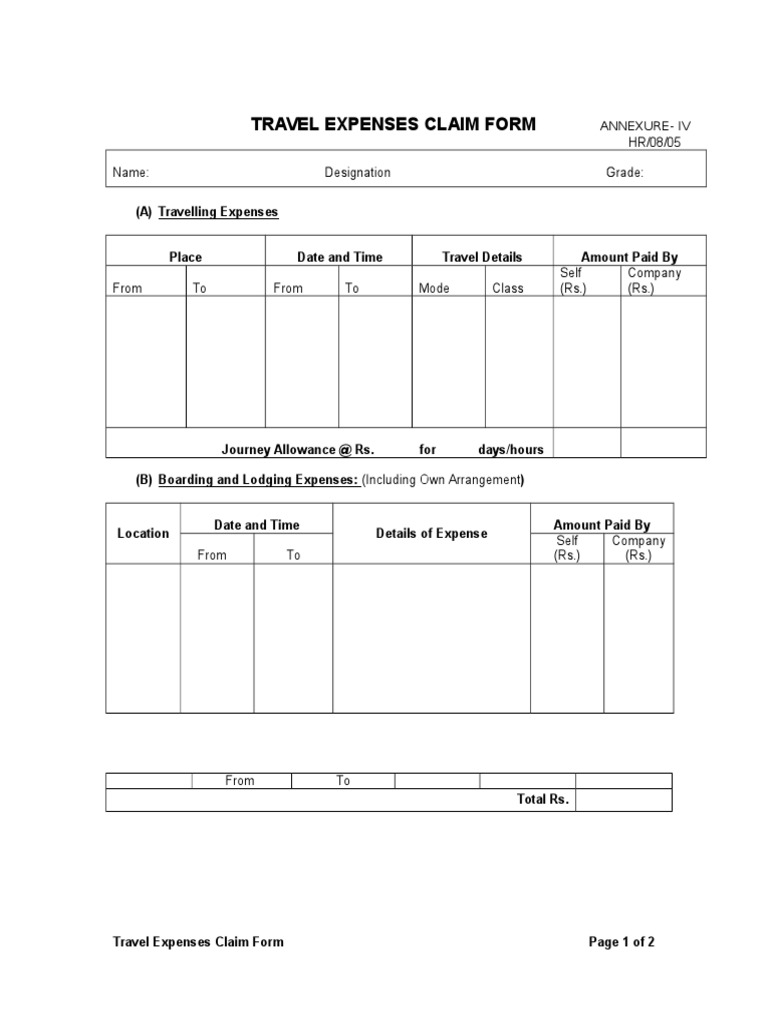 TE Claim Form | PDF