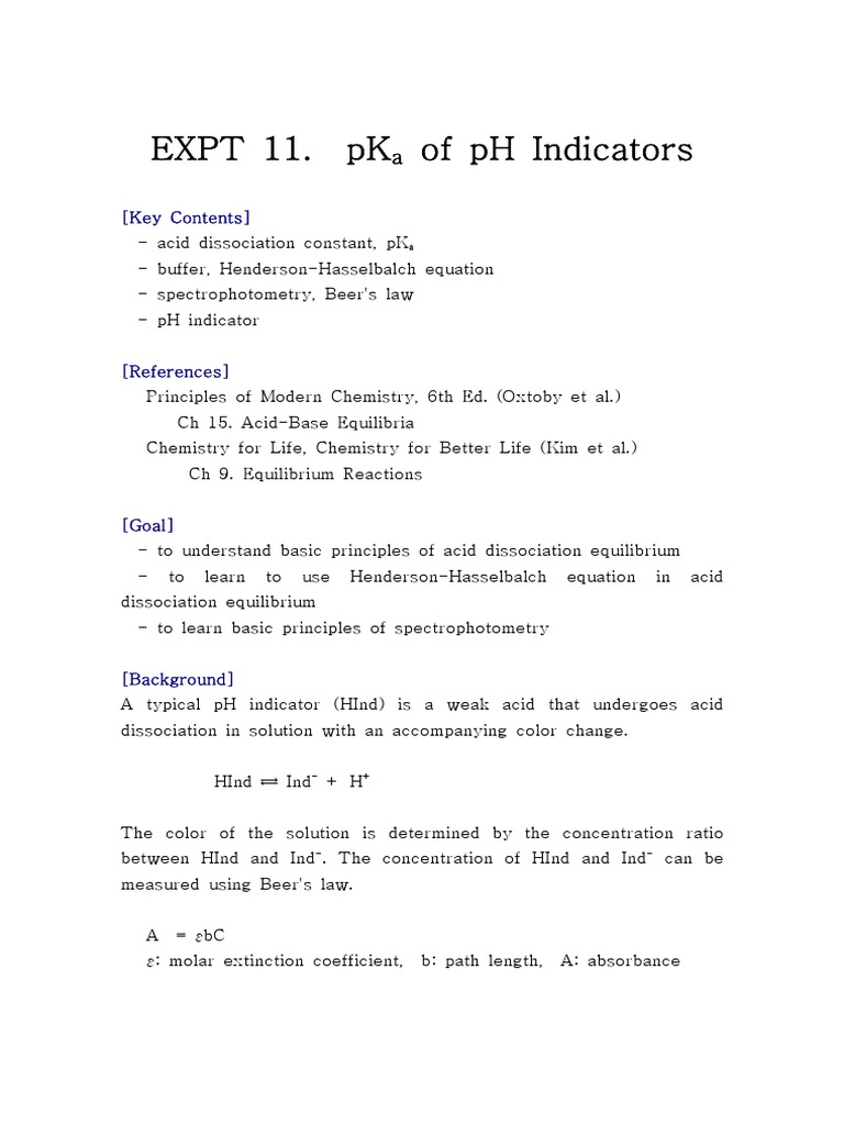 PKa of PH Indicators | PDF | Acid Dissociation Constant | Ph