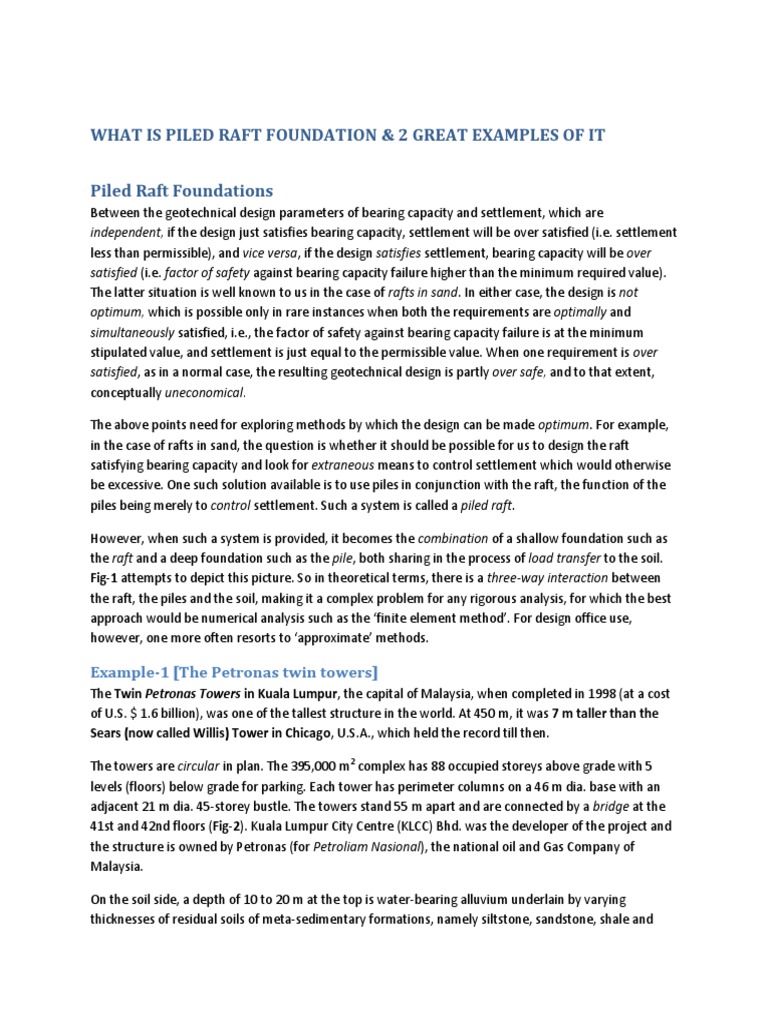 Optimizing Foundation Design Through Piled Raft Foundations: Case ...