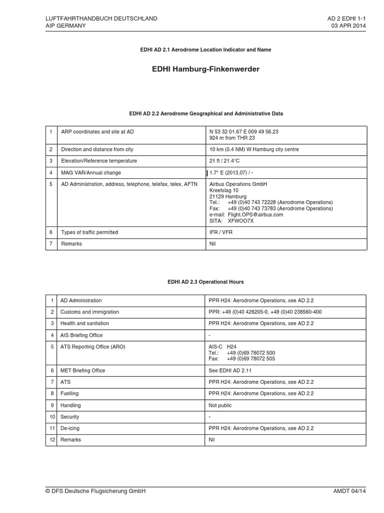 ED AD 2 EDHI en 2014-07-24 | PDF | Air Traffic Control | Aeronautics