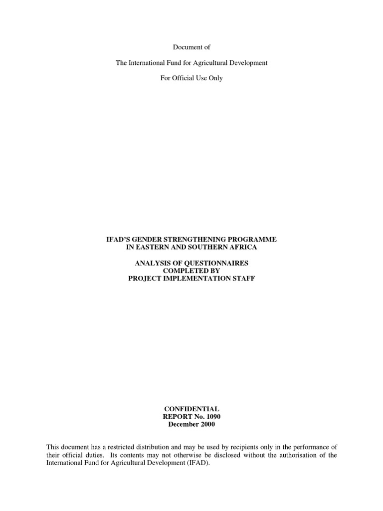 Questionnaire | PDF | Capacity Building | Gender