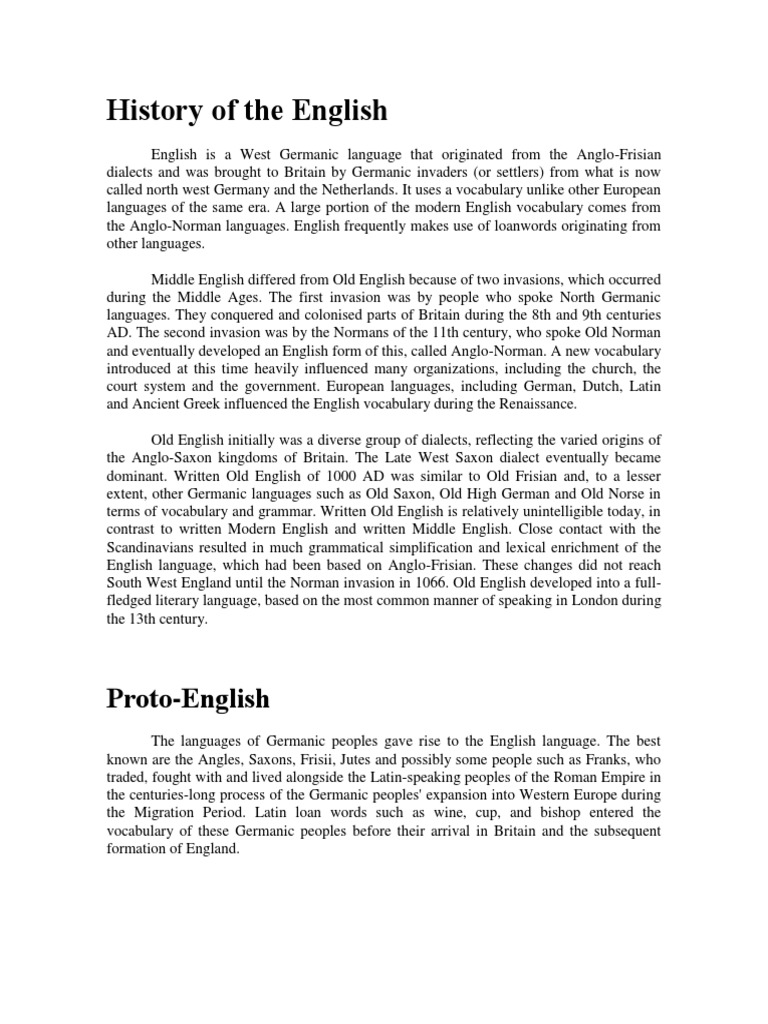 History of The English | PDF