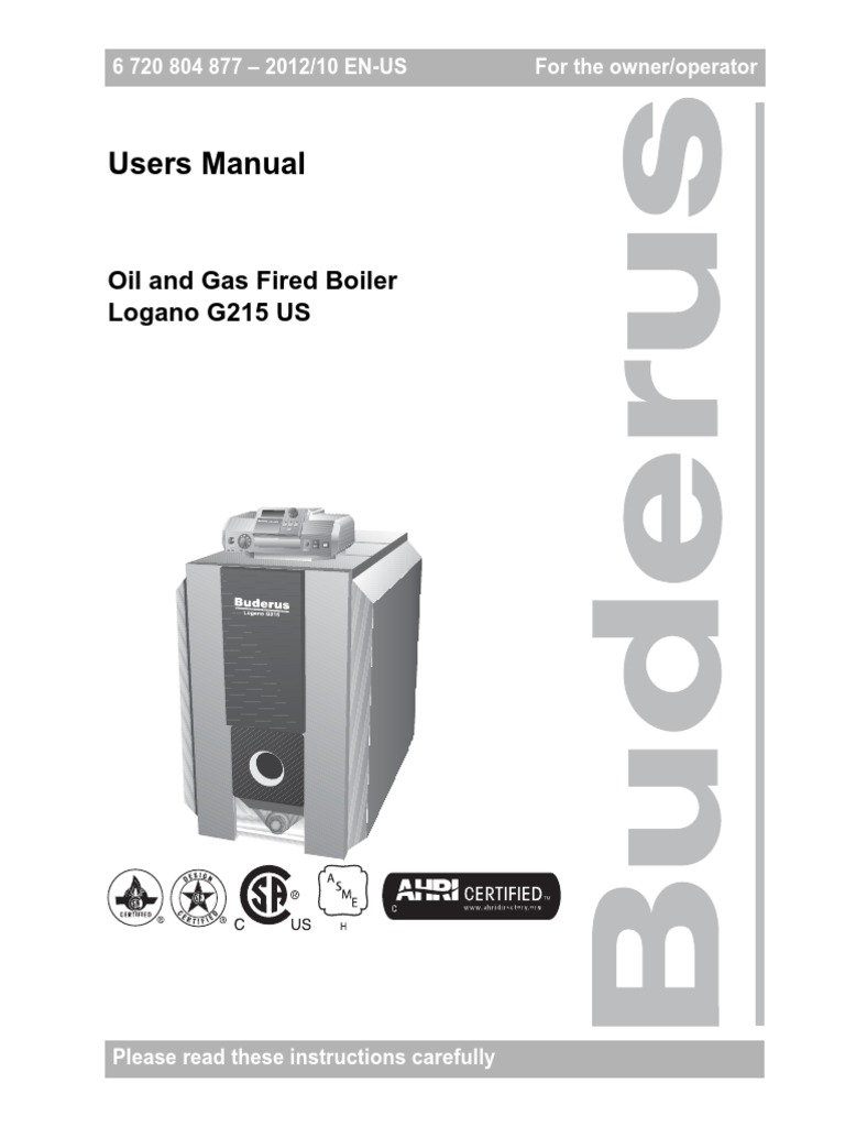 Buderus G215 User Manual | Boiler | Hvac