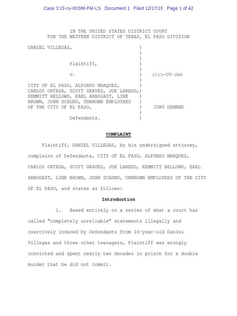 Daniel Villegas Wrongful Conviction Case | PDF | Confession (Law ...