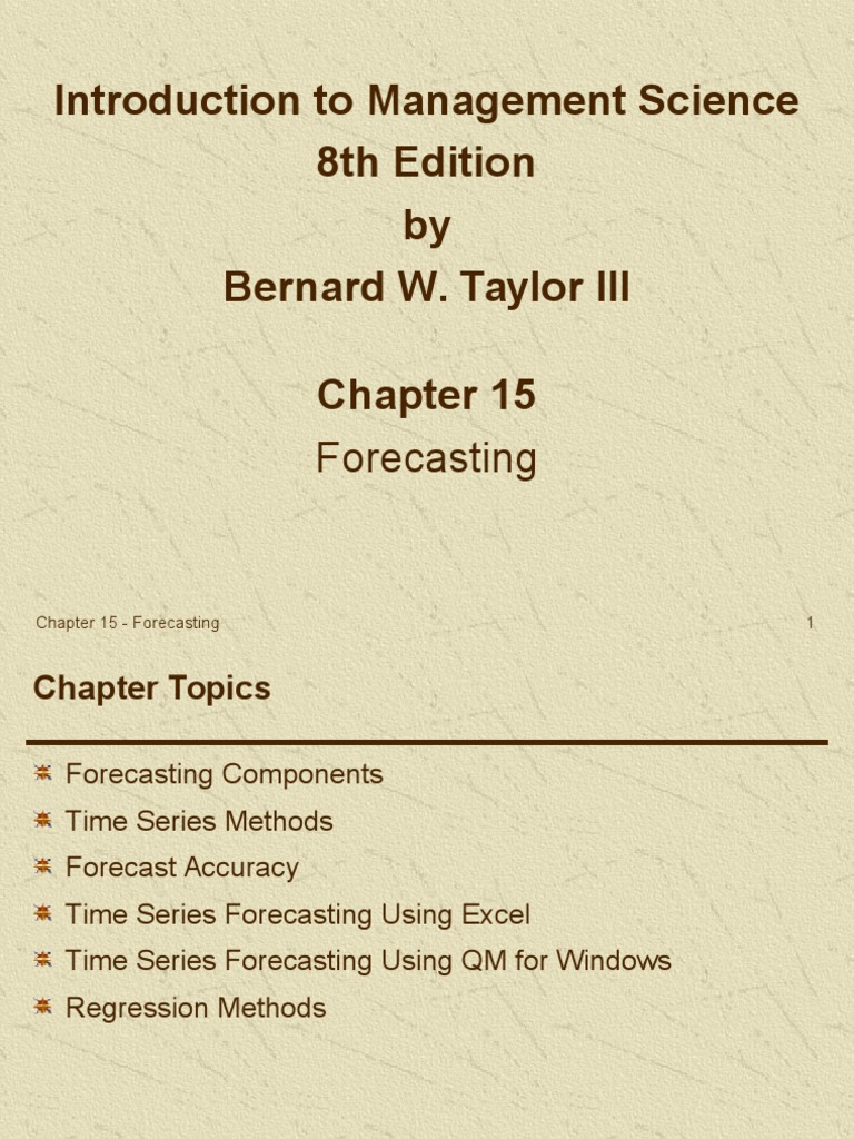 Forecasting in Management Science | PDF | Technology & Engineering