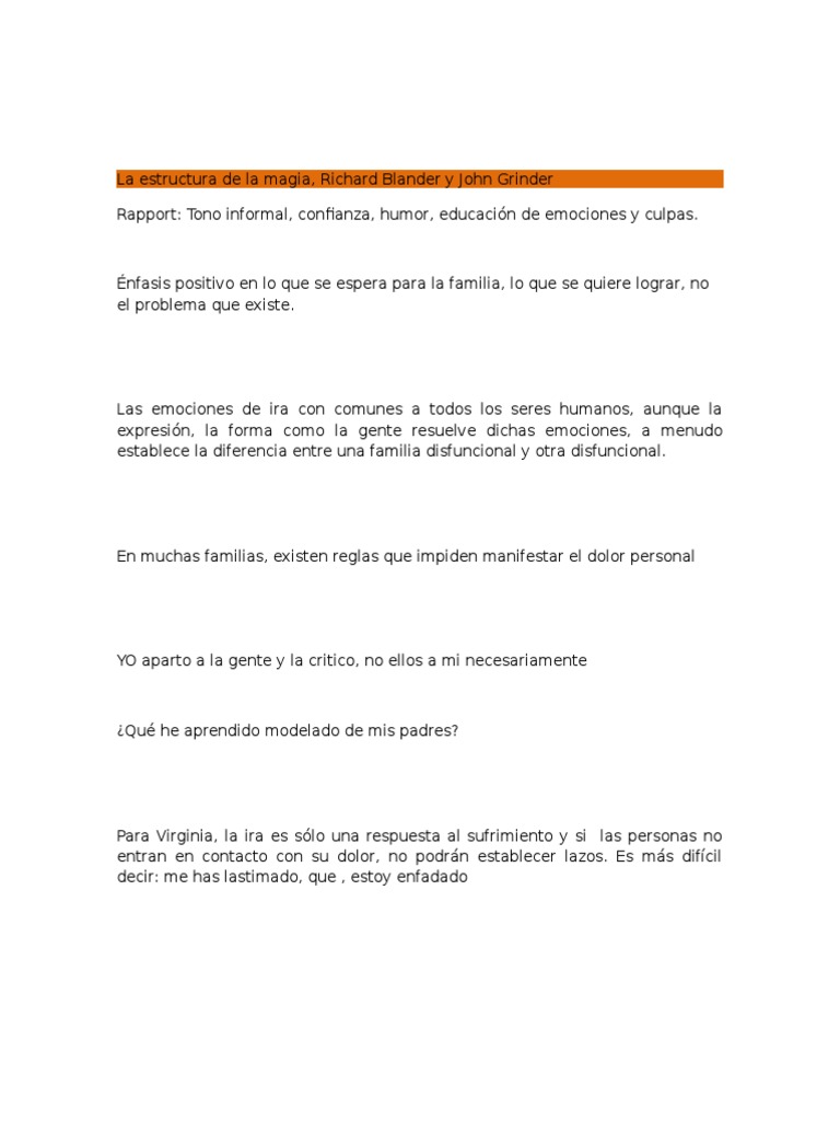 Virginia Satir Terapia Familiar Paso A Paso Resumen | PDF | Autoestima | Toma de decisiones