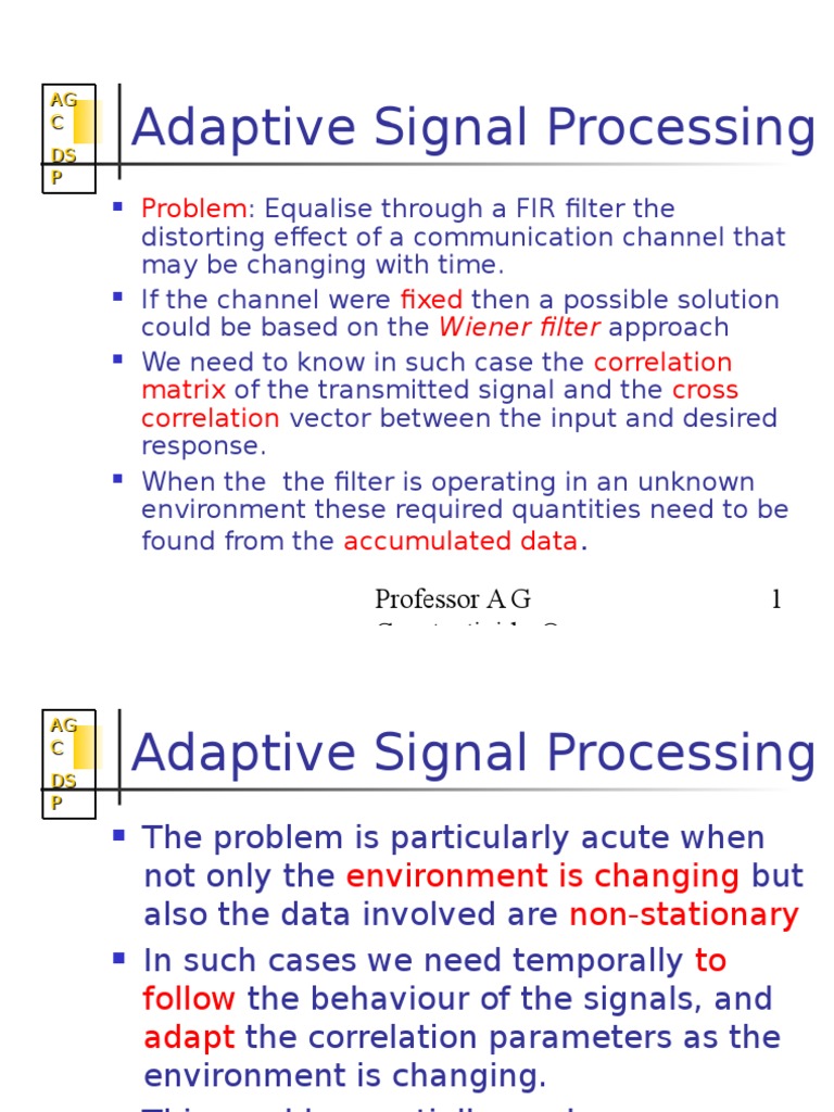 Adaptive Signal Processing | PDF | Digital Signal Processing | Kalman ...