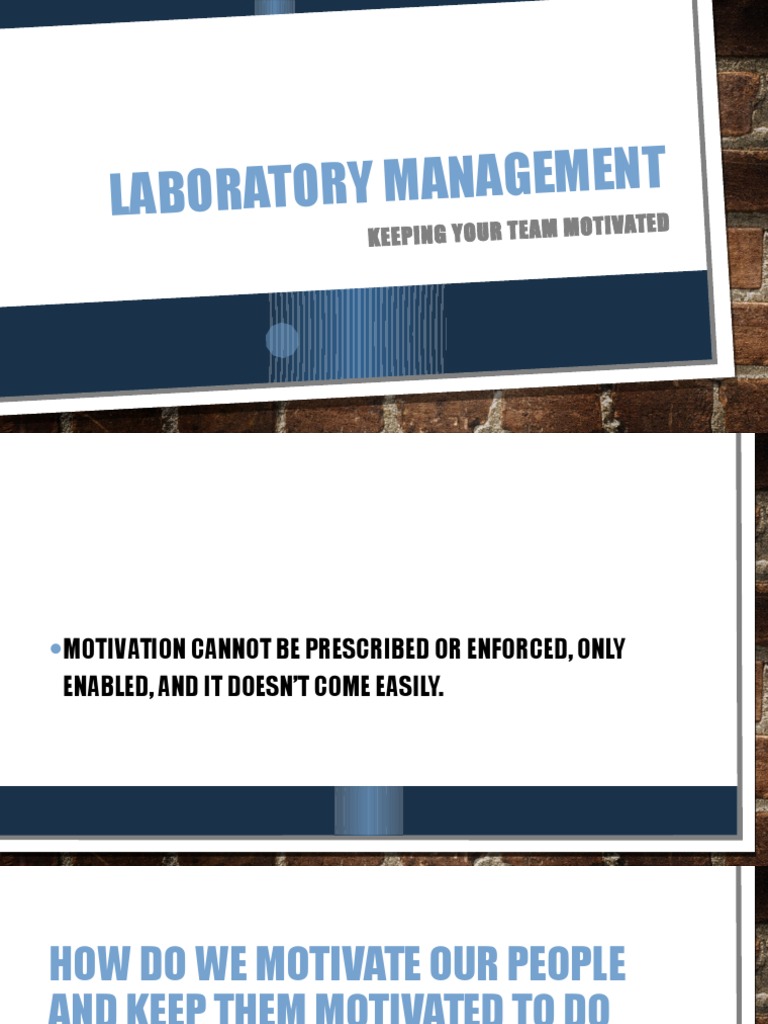 Laboratory Management: Keeping Your Team Motiva TED | PDF | Self ...