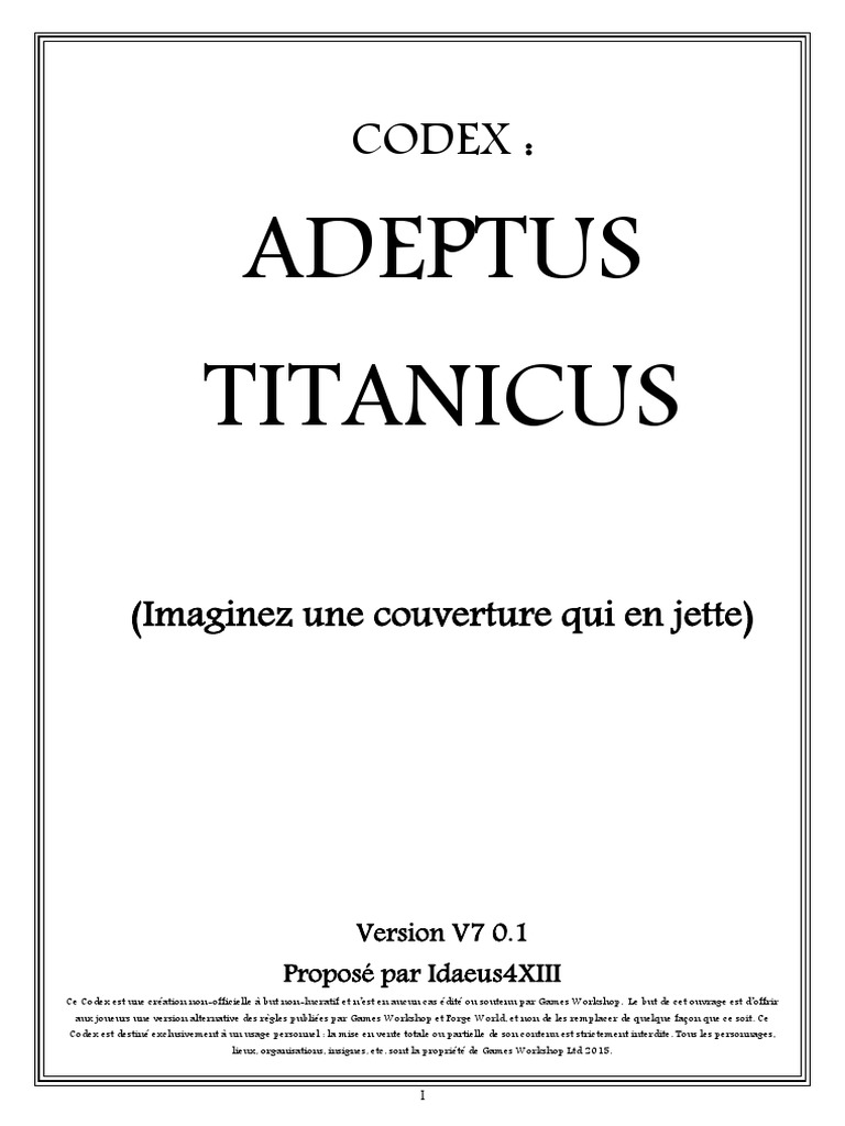 Codex Adeptus Titanicus V7 0.1 | PDF | Technologie militaire ...