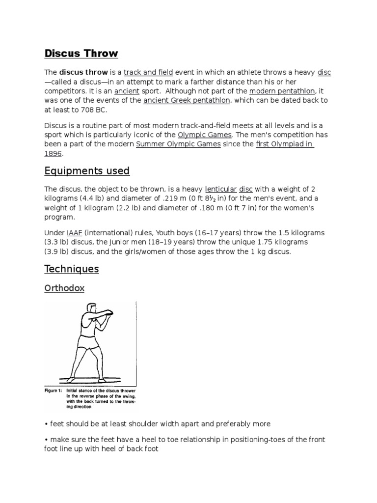 Discus Throw | PDF | Games Of Physical Skill | Athletic Sports
