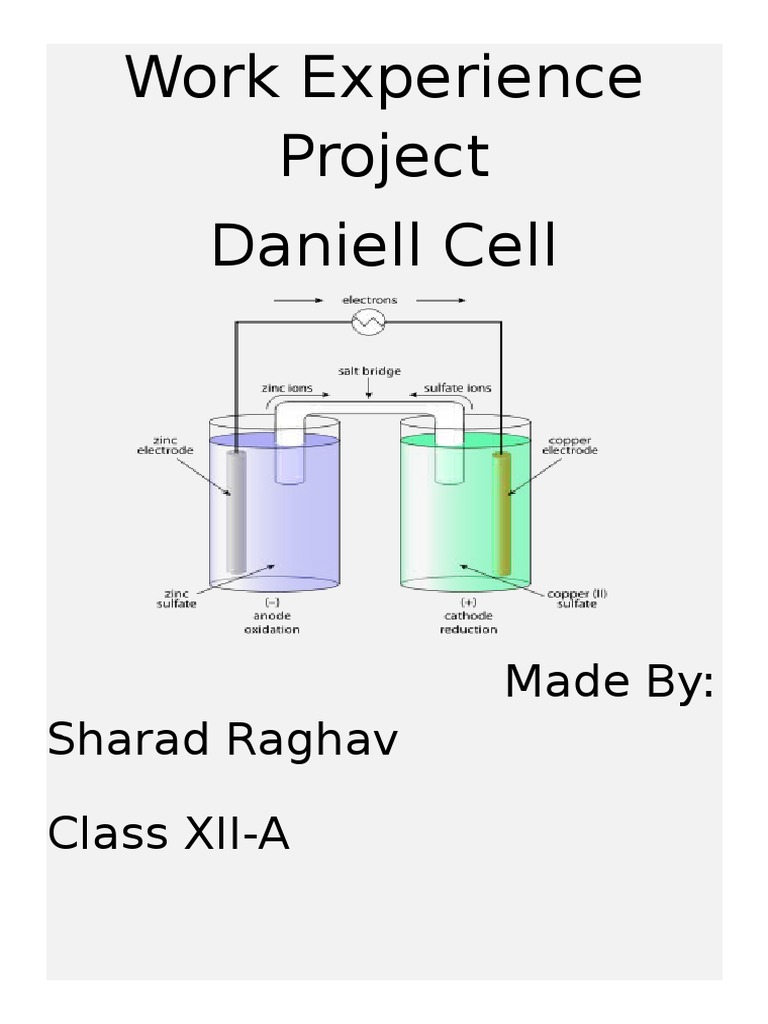 Schematic Diagram Of Daniell Cell Simple Electrochemical Or