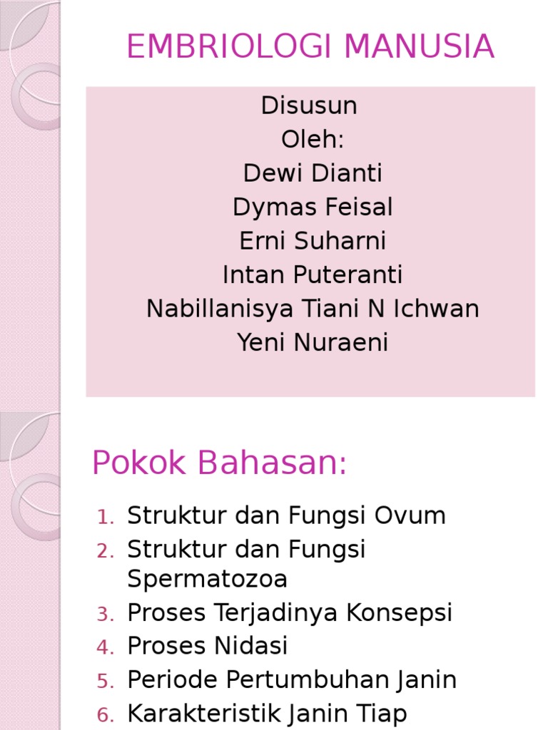 Embriologi Manusia | PDF | Sains & Matematika