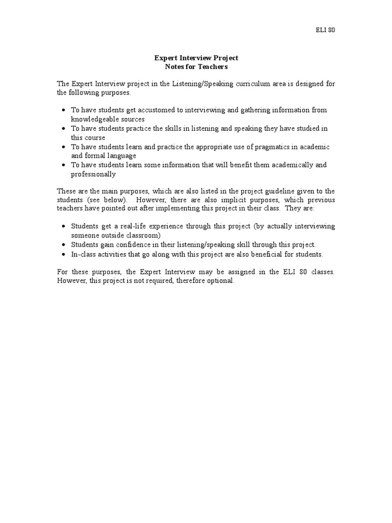Guidelines for Conducting Expert Interviews: A Project for ELI 80 ...