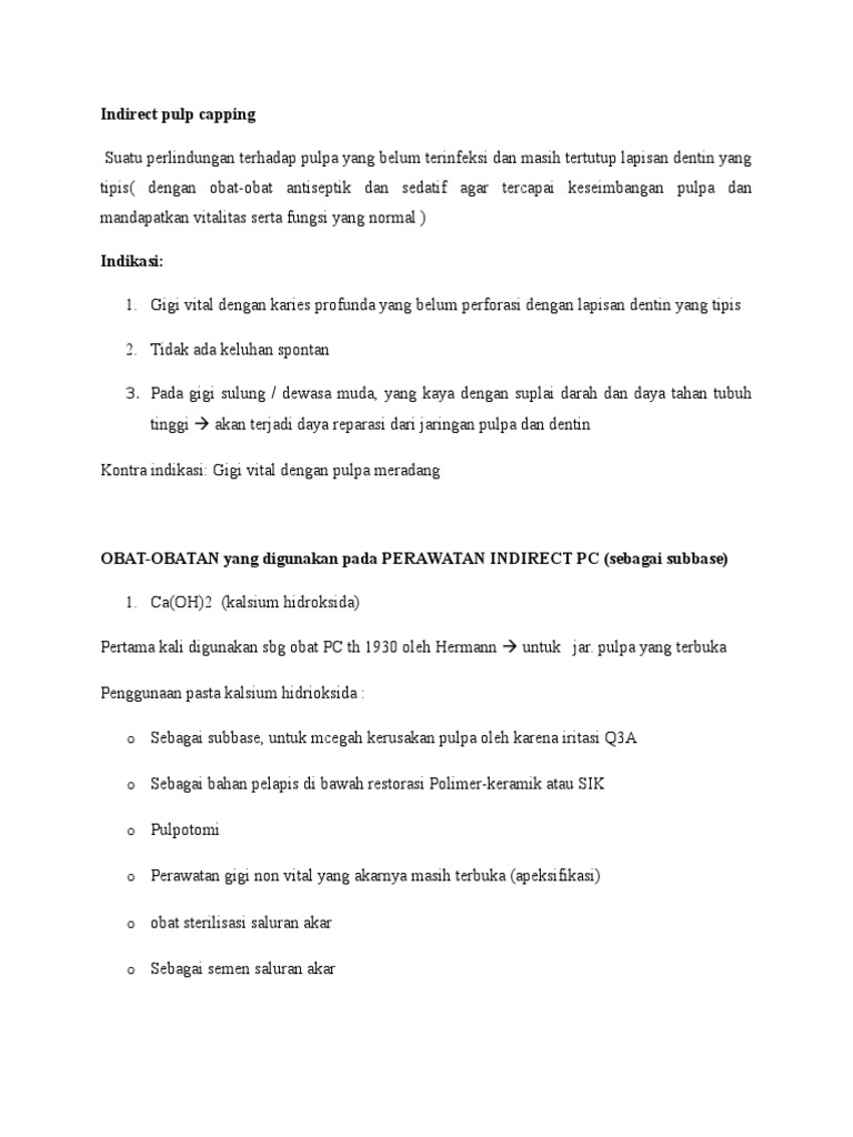 Indirect Pulp Capping | PDF