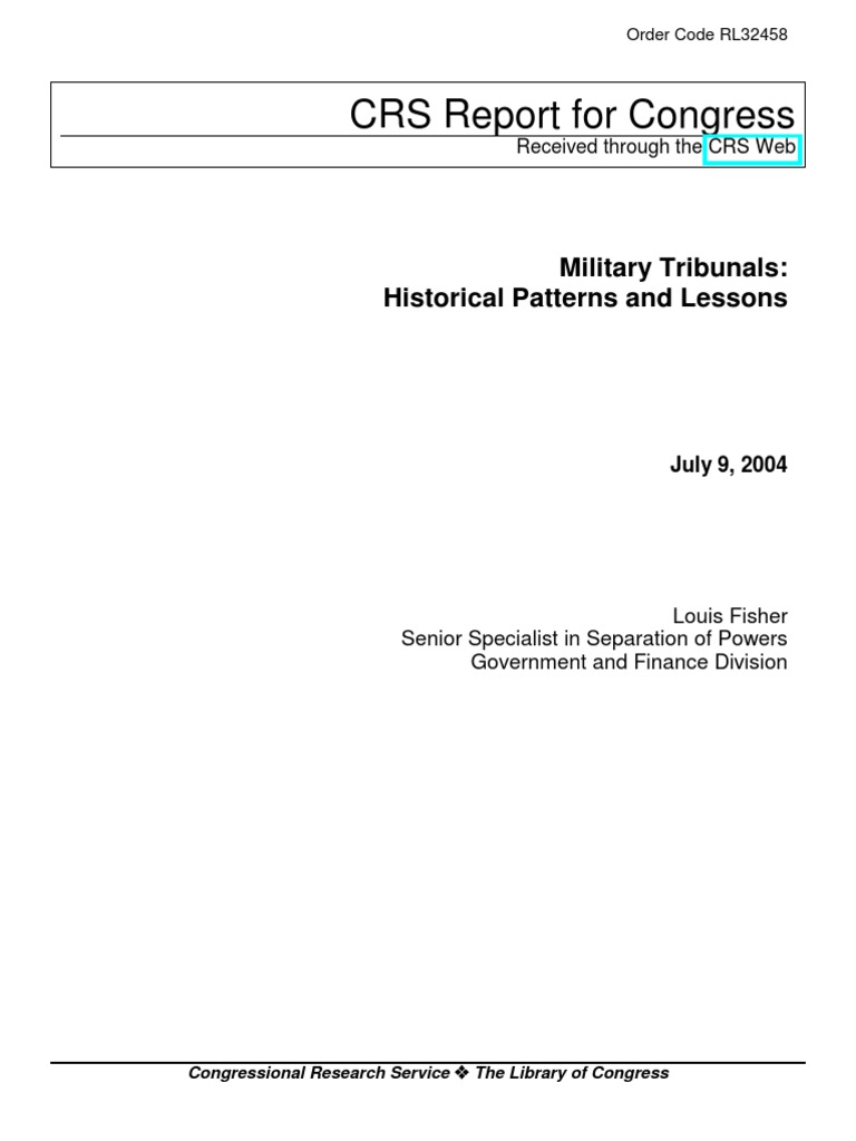CRS - Military Tribunals | PDF | Court Martial | United States Constitution