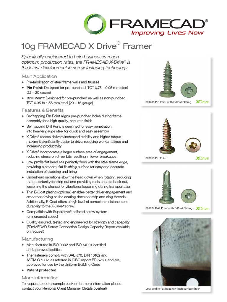 Frame Cad-Self Tapping Screw Spec | PDF | Screw | Building Materials