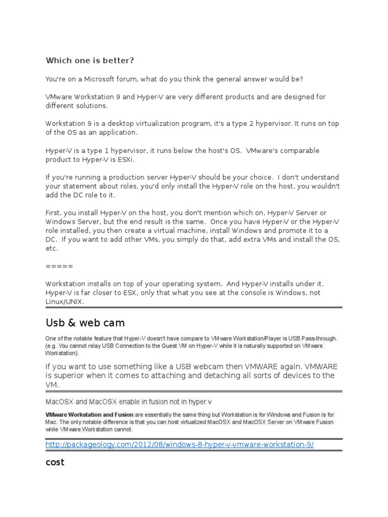 Hyper-V vs VMware: Key Differences | PDF | Hyper V | V Mware