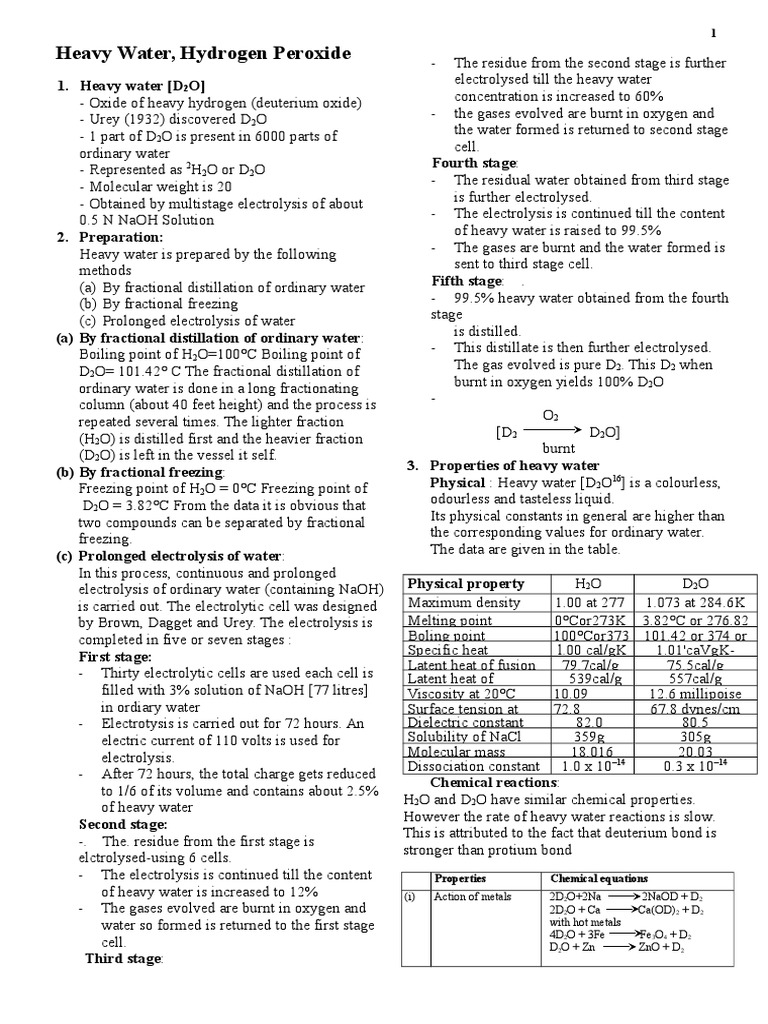 Heavy Water | PDF | Hydrogen Peroxide | Properties Of Water
