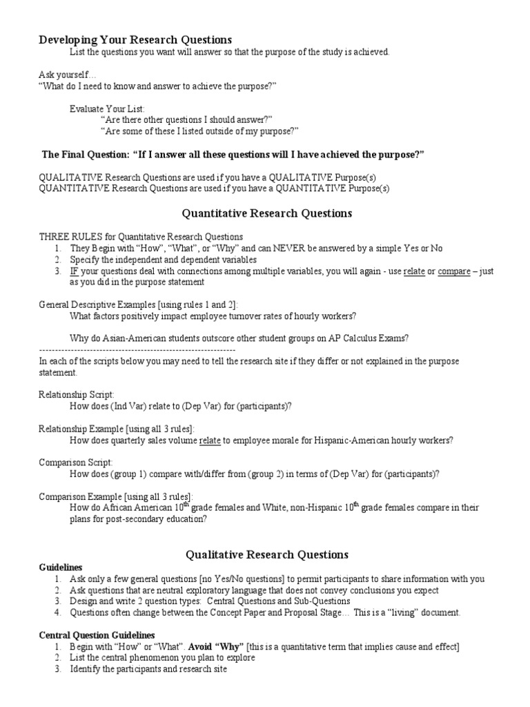 Crafting Effective Research Questions | PDF | Qualitative Research ...