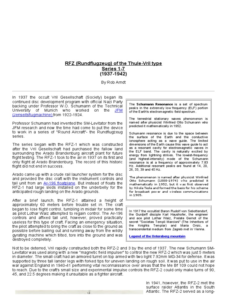 RFZ (Rundflugzeug) of The Thule-Vril Type | PDF | Physical Phenomena ...