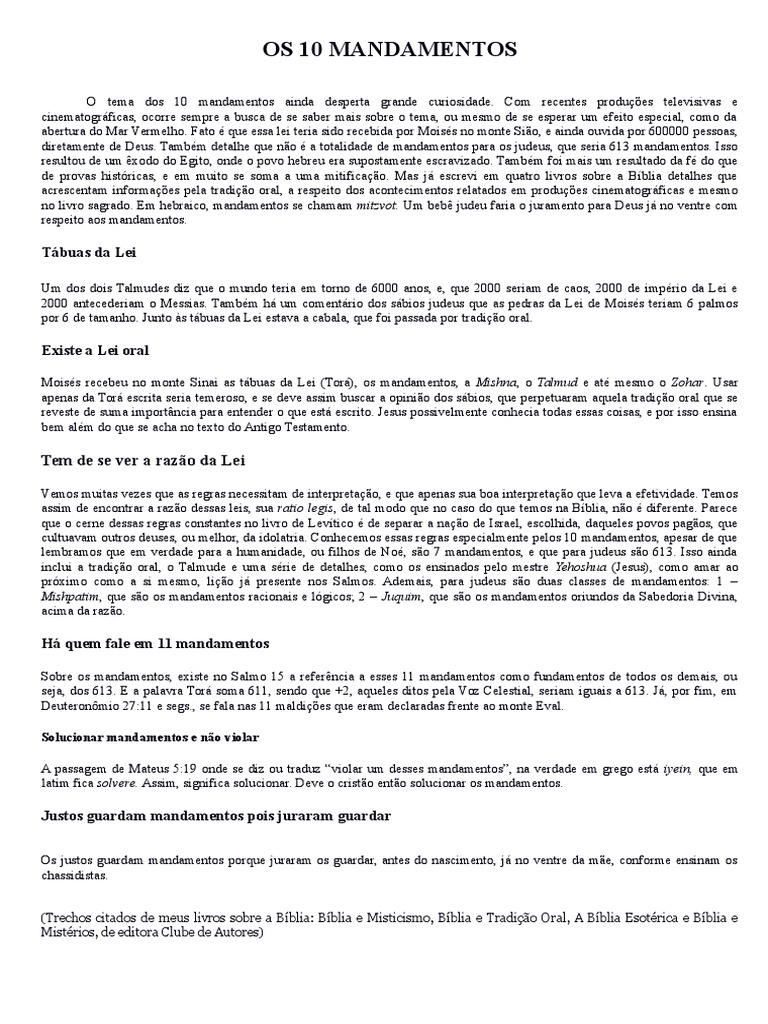 Os 10 Mandamentos | PDF | Os Dez Mandamentos | Moisés