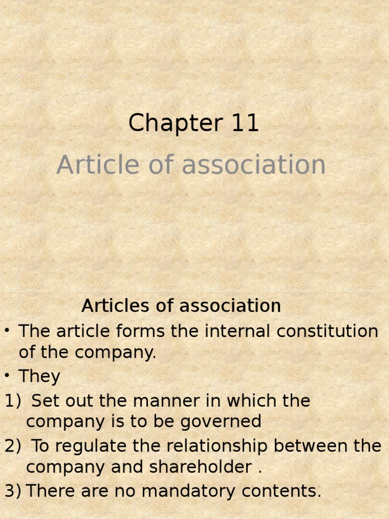 ACCA F4 Chapter 11 Artilces of Incorportaion | PDF | Articles Of Association | Board Of Directors