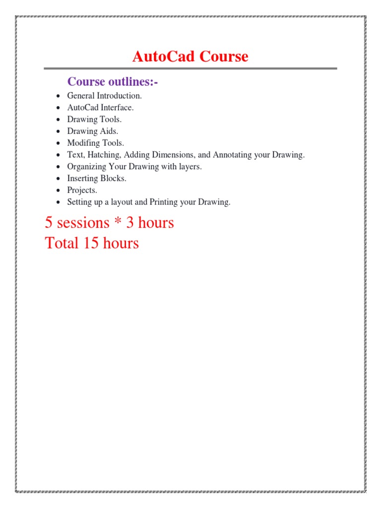 AutoCad Course Outline | PDF