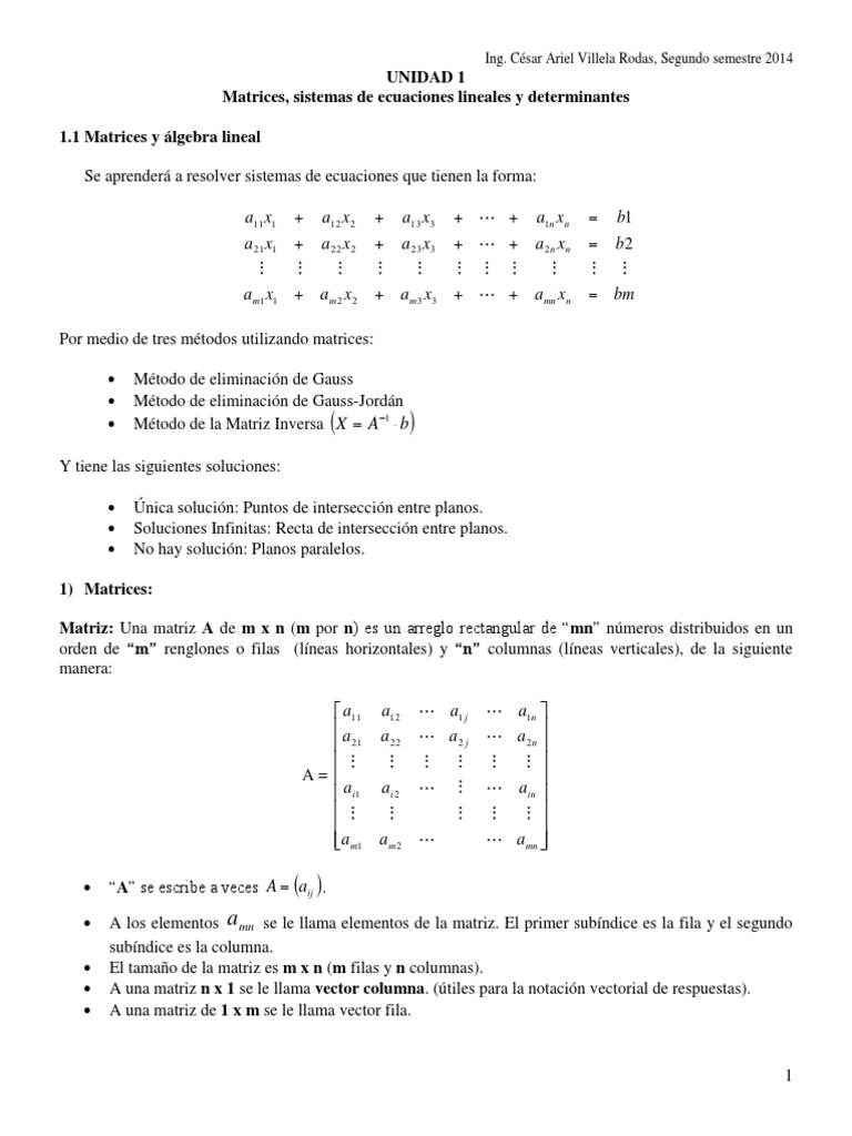 Matrices Sistemas De Ecuaciones Lineales Y Determinantes Pdf 0538