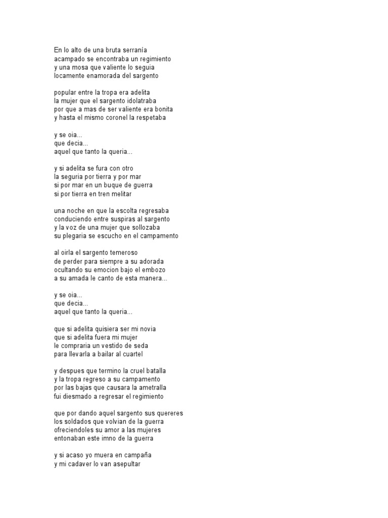 Que Por Dando Aquel Sargento Sus Quereres | PDF