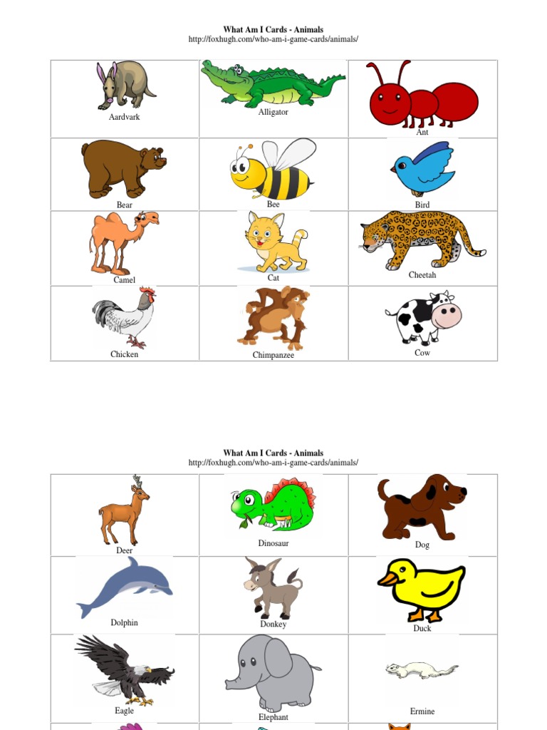 What Am I Cards - Animals | PDF | Games & Activities | Young Adult