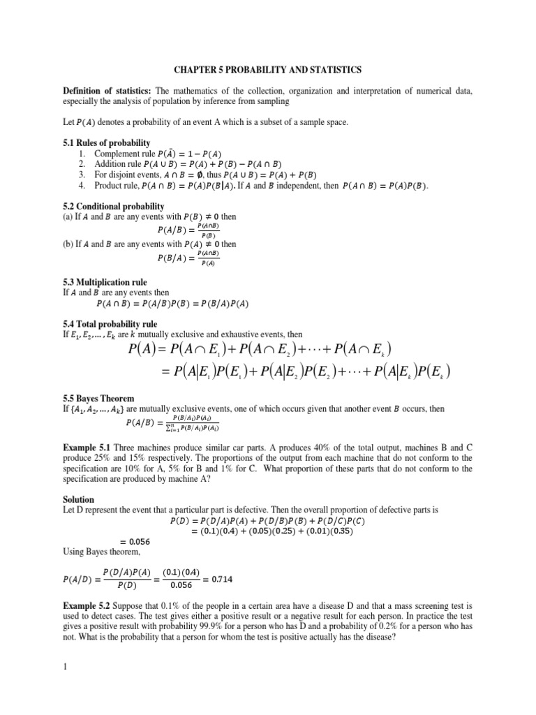 Chapter 5 Probability and Statistics | Download Free PDF | Probability ...