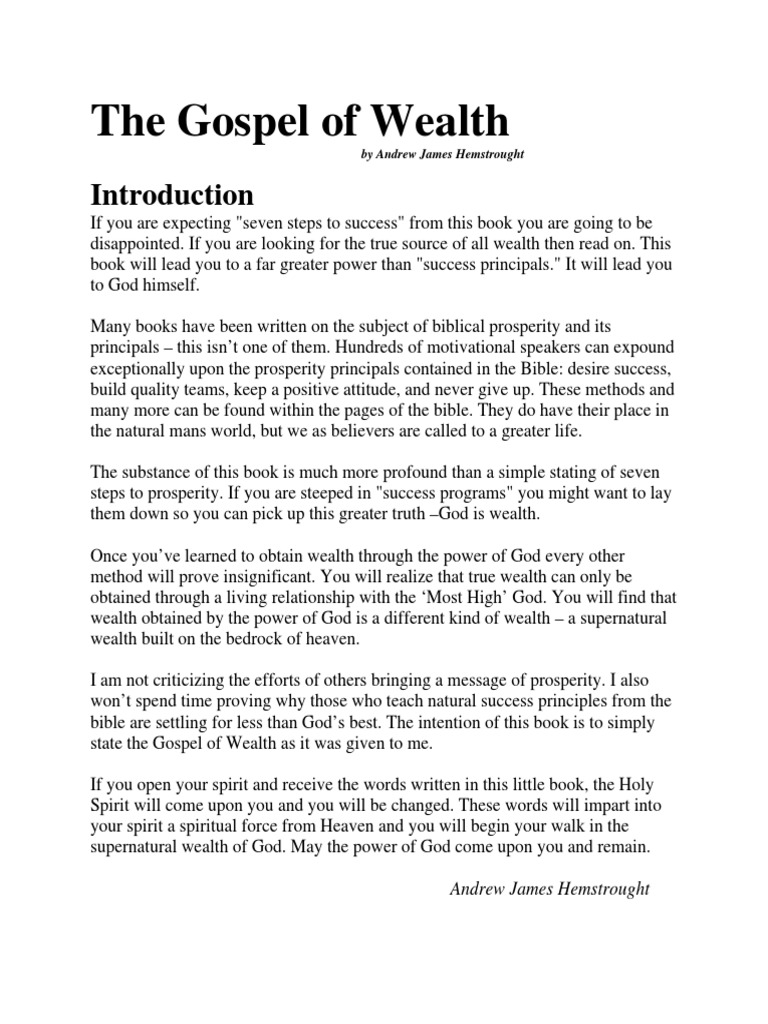 The Gospel of Wealth | PDF | Adam And Eve | Solomons