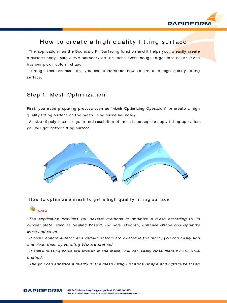 How To Create A High Quality Fitting Surface | PDF | Areas Of Computer ...