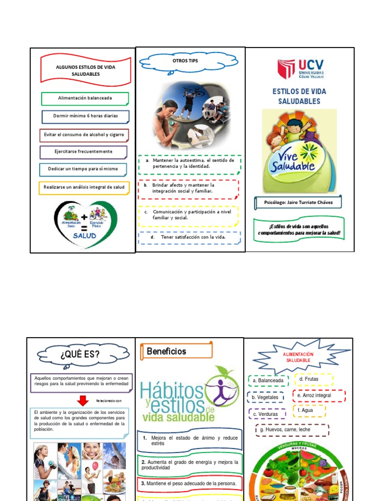 Tríptico - Estilos de Vida Saludables | PDF
