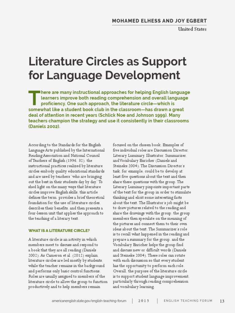 Literature Circles for Language Growth | PDF | Reading Comprehension ...