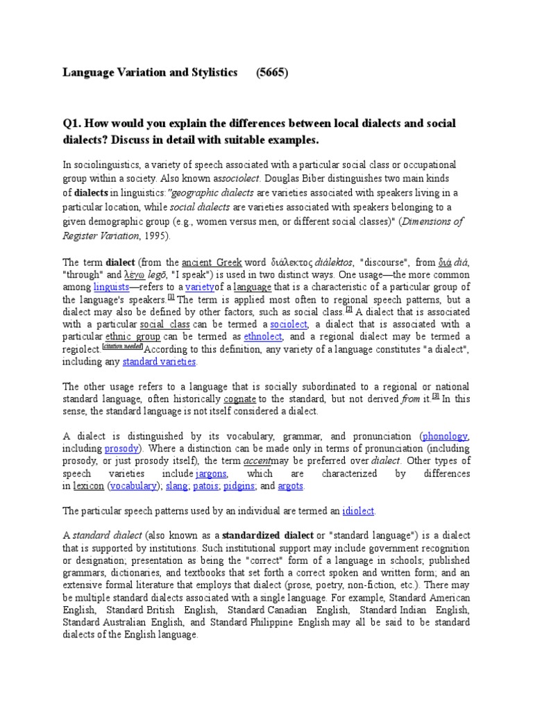 Stylistics and Language Variations | PDF | Dialect | Language Varieties And Styles