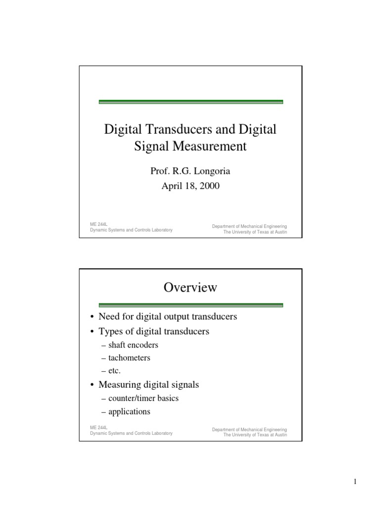 Digital Transducers | PDF | Sensor | Signal Processing