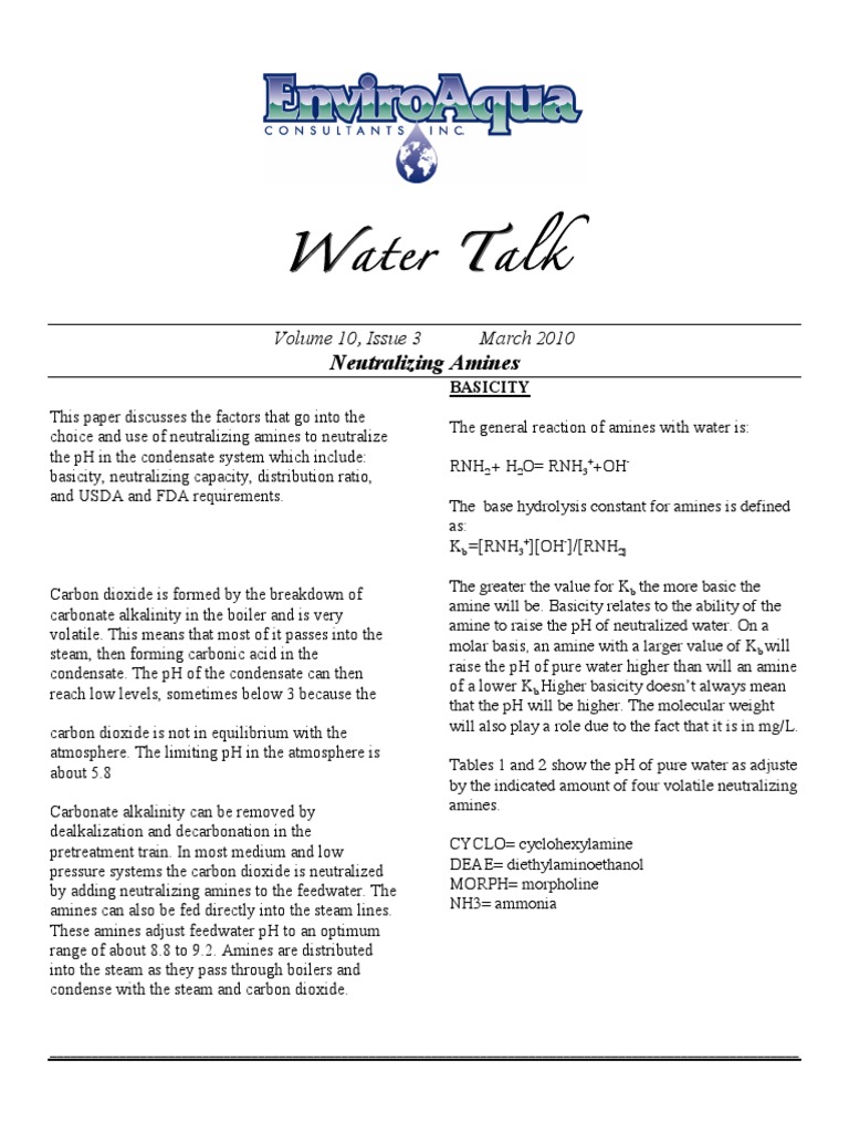 Neutralizing Amines Volume 10 Issue3 | PDF | Ph | Alkalinity
