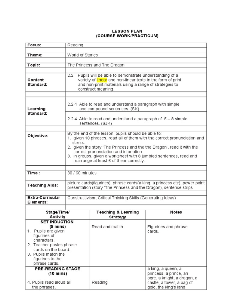 Reading Lesson Plan (Sample) | PDF | Lesson Plan | Reading (Process)
