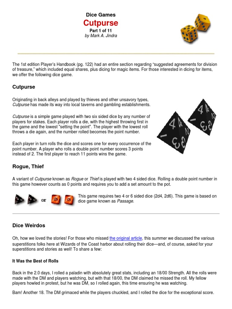Cutpurse | PDF | Wizards Of The Coast | Dungeons & Dragons