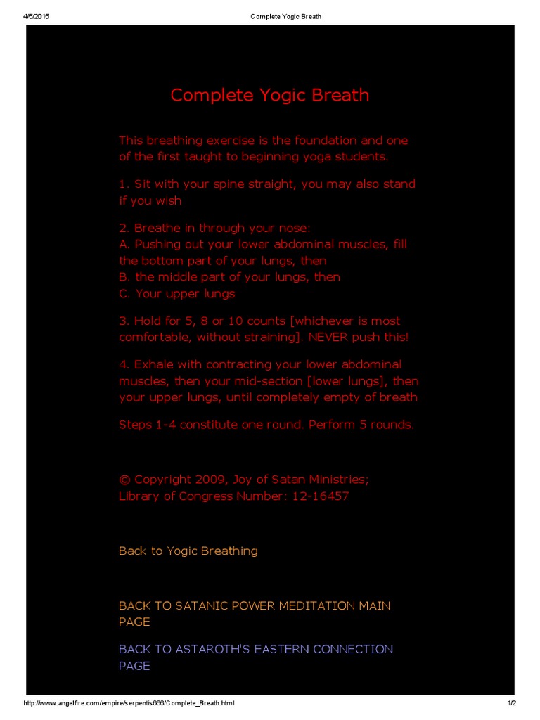 Complete Yogic Breath: Back To Yogic Breathing | PDF | Breathing | Yoga