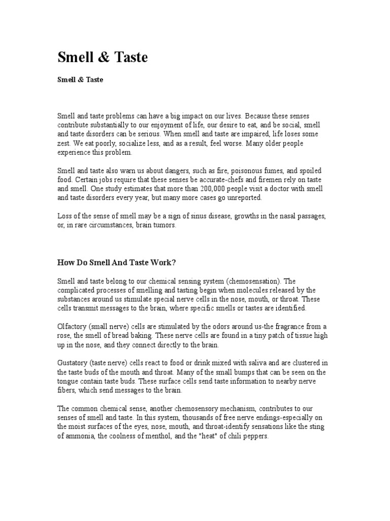 Smell & Taste | PDF | Odor | Taste
