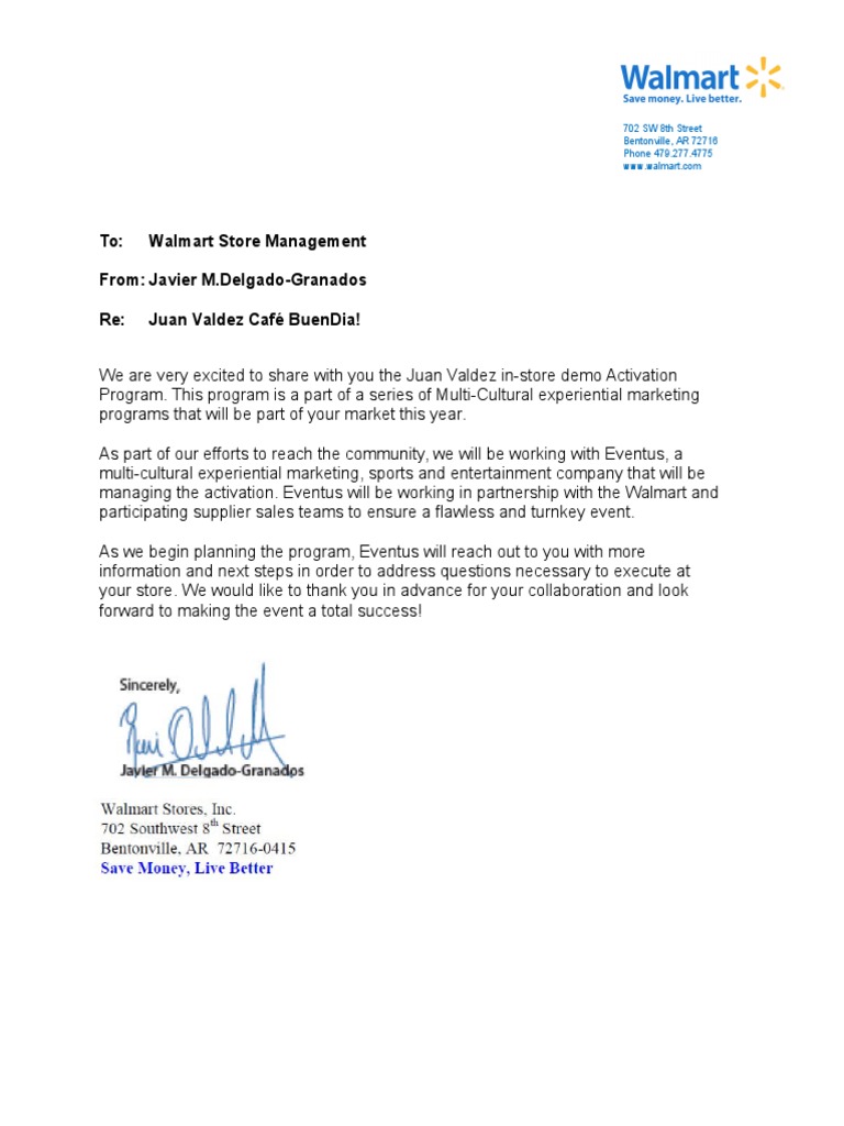 Walmart Approval Letter | PDF | Business