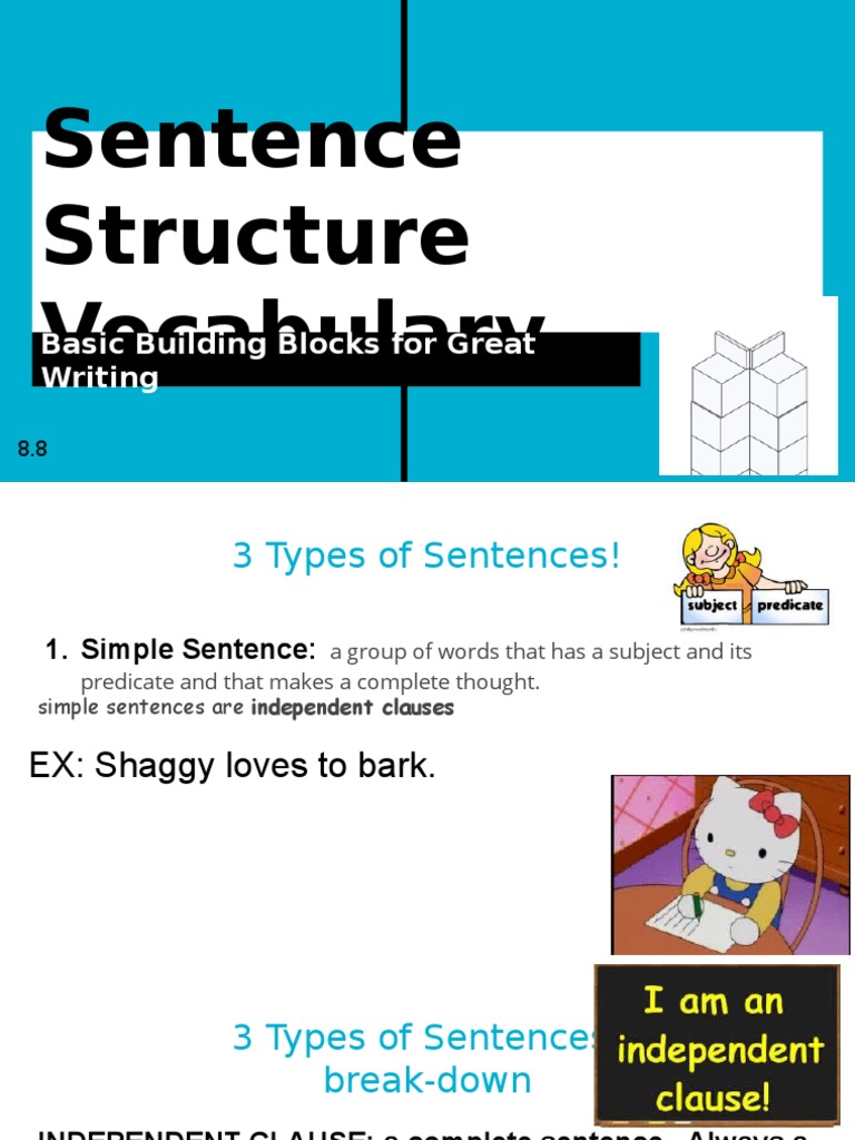 Teacher Copy of Sentence Structure Vocabulary | PDF | Adverb | Sentence ...