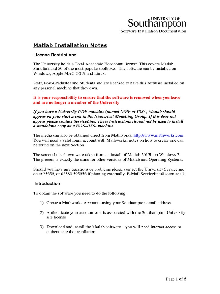 A Step-by-Step Guide to Installing and Licensing Matlab Software at the ...