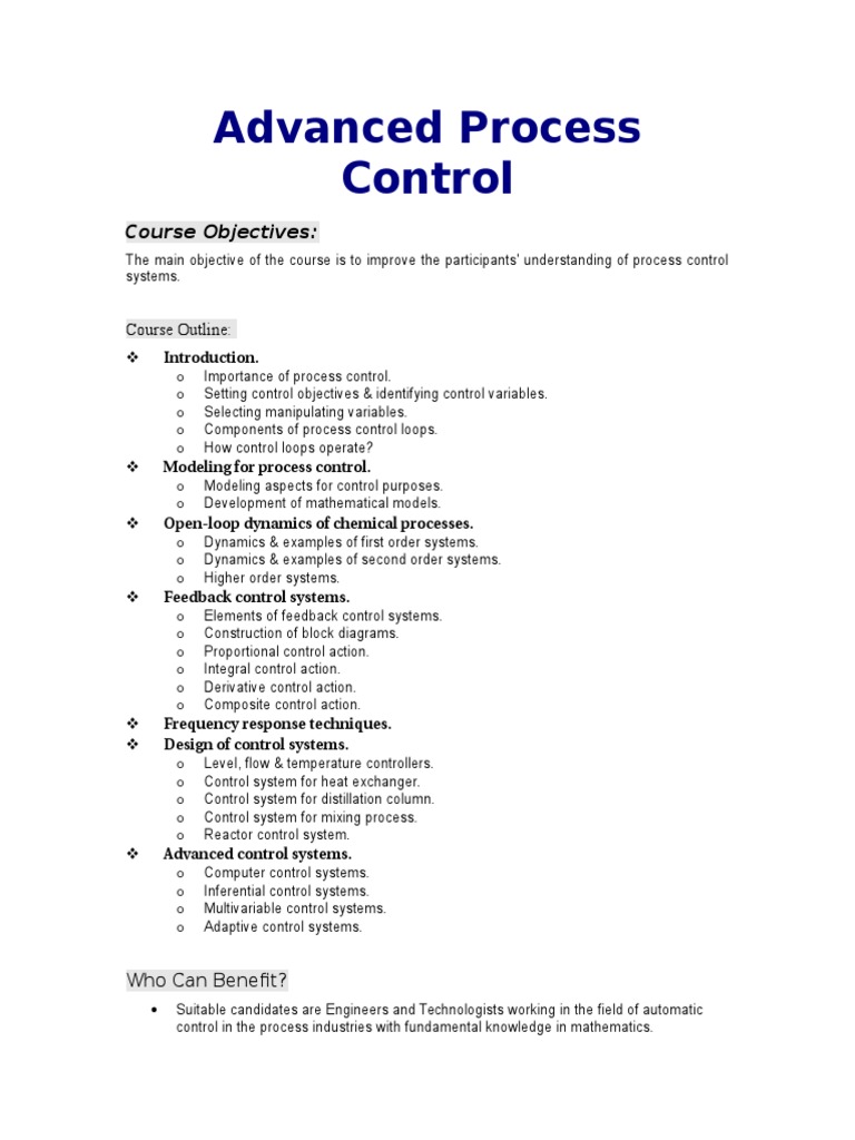 Advanced Process Control | PDF