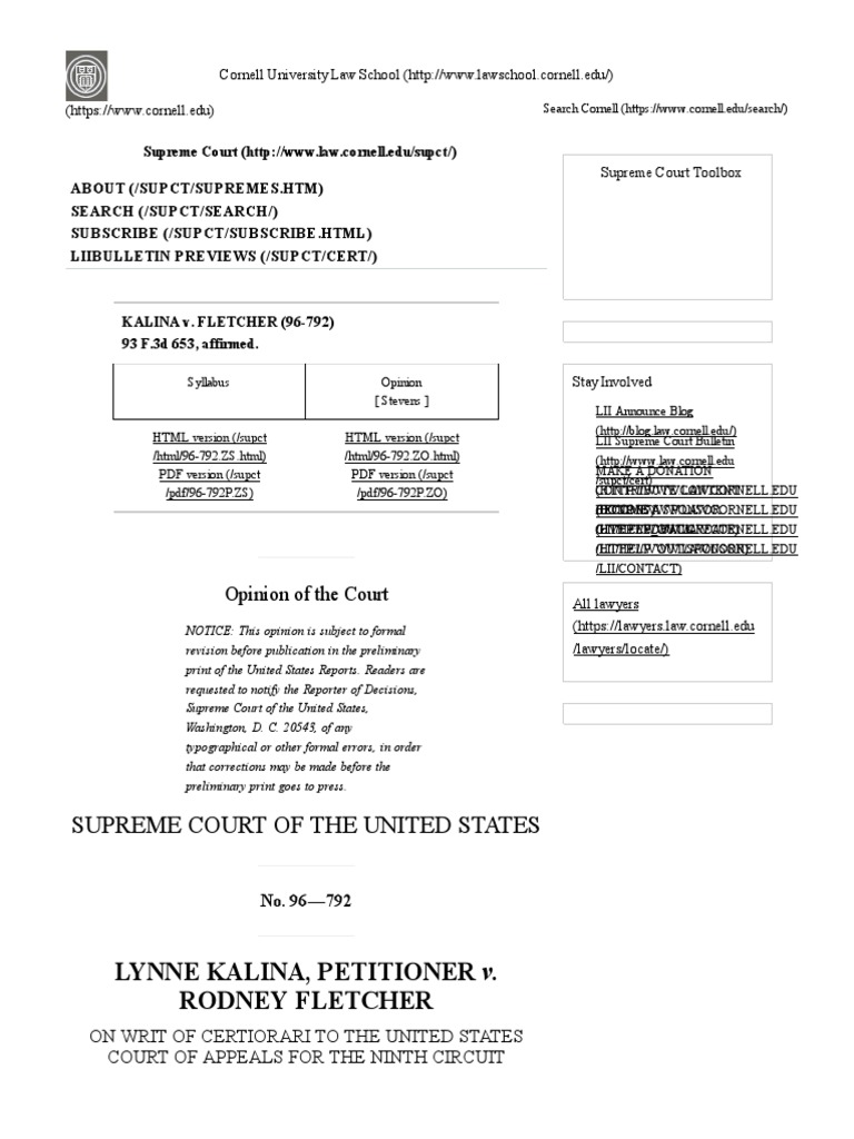 Kalina v. Fletcher: Prosecutorial Immunity | PDF | Prosecutor | Perjury